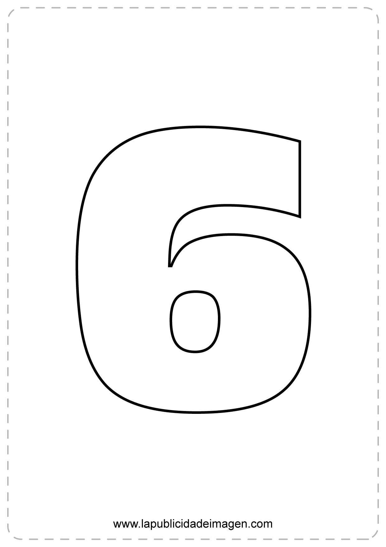 Molde del Número 6 - Letras para imprimir