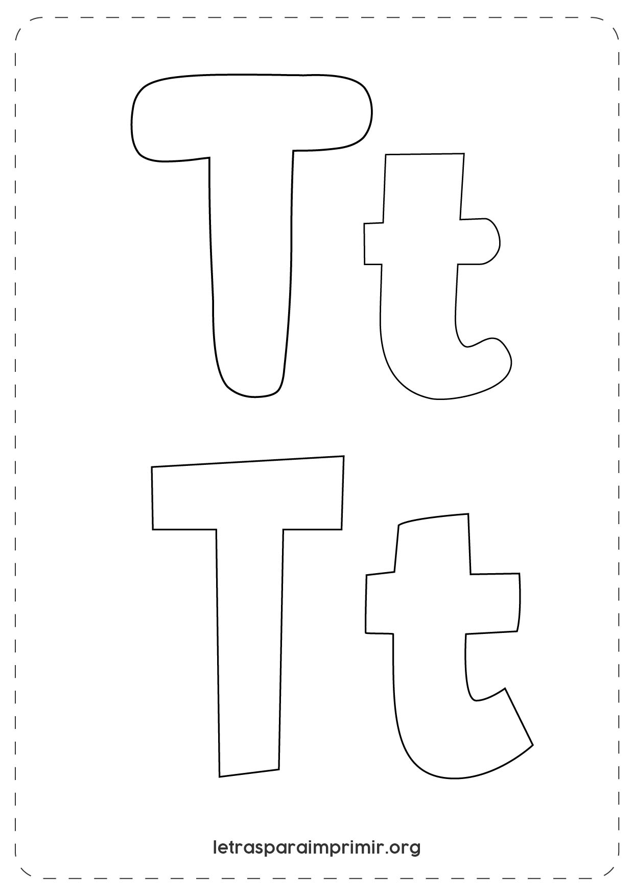 Letra t para colorear - Letras para imprimir